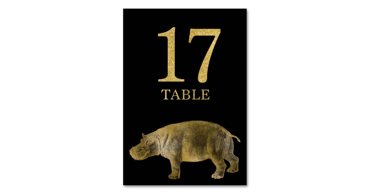 Jungle African Animal Hippo Table Number Card 17 | Zazzle