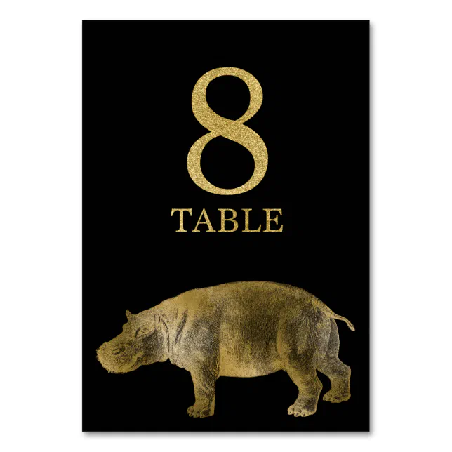 Jungle African Animal Hippo Table Number Card 8 | Zazzle