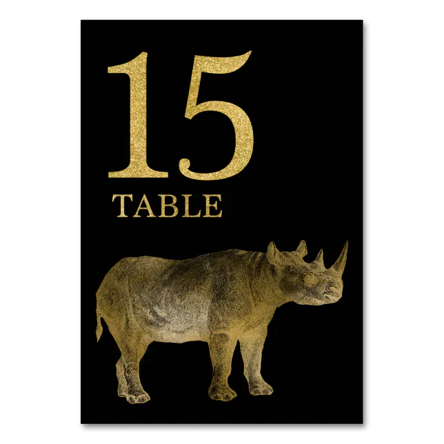 Jungle African Animal Rhino Table Number Card 15 | Zazzle