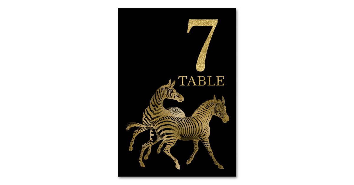 Jungle African Animal Zebra Table Number Card 7 | Zazzle
