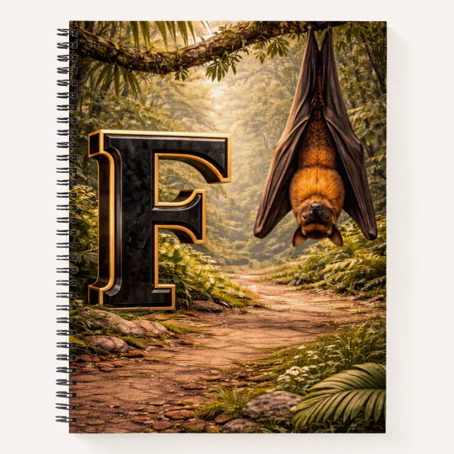 Jungle Alphabet Letter F Fruit Bat Educational Notebook | Zazzle