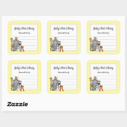 Jungle Animals baby shower bookplate, bring a book Square Sticker | Zazzle