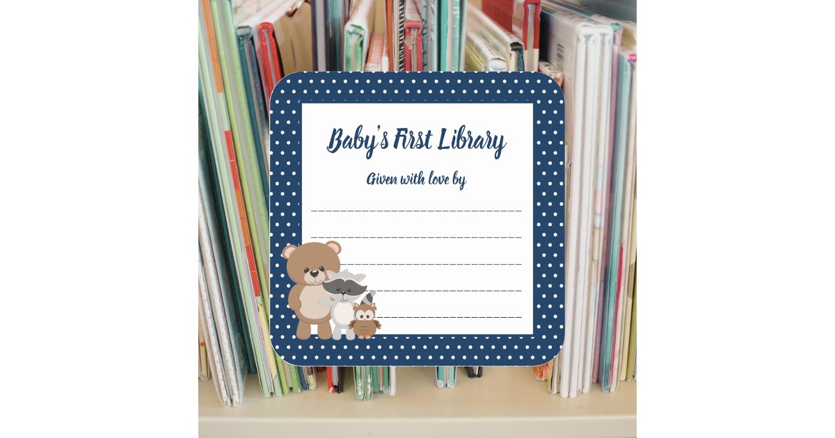 Jungle Animals baby's first library Square Sticker | Zazzle