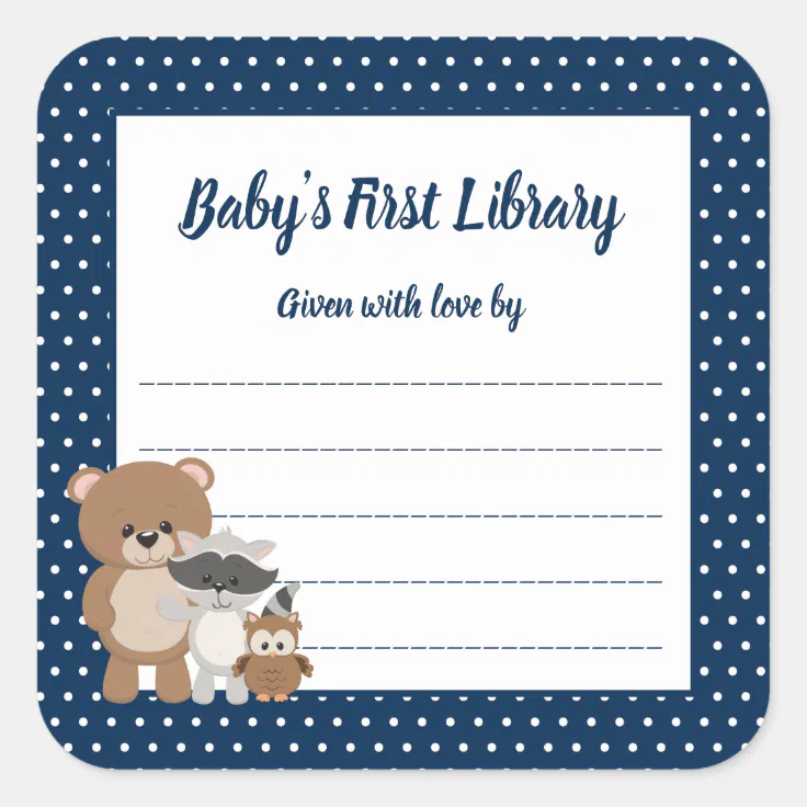 Jungle Animals baby's first library Square Sticker | Zazzle