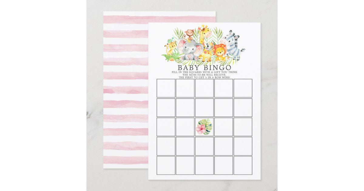 Jungle Animals BINGO Baby Shower Game Invitation | Zazzle