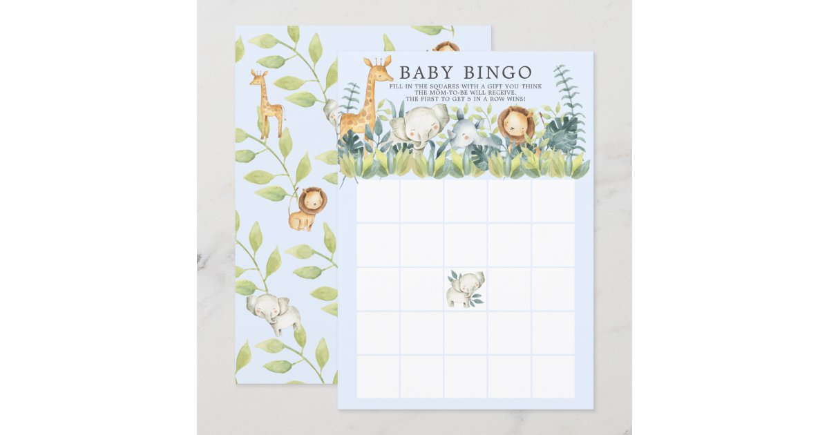 Jungle Animals BINGO Baby Shower Game Invitation | Zazzle
