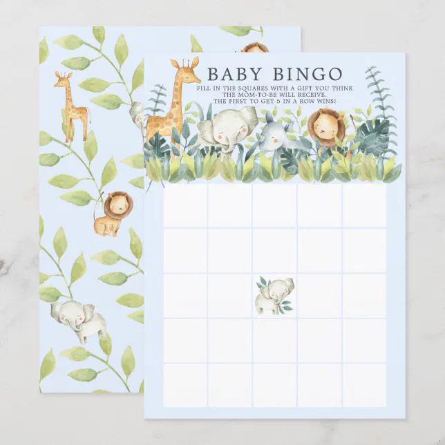 Jungle Animals BINGO Baby Shower Game Invitation | Zazzle