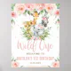 Jungle Animals Blush Floral Wild One 1st Welcome Poster | Zazzle
