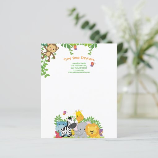 Jungle Animals Child Daycare Business Letterhead | Zazzle