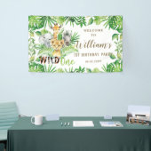 Jungle Animals Greenery Birthday Welcome Backdrop Banner | Zazzle