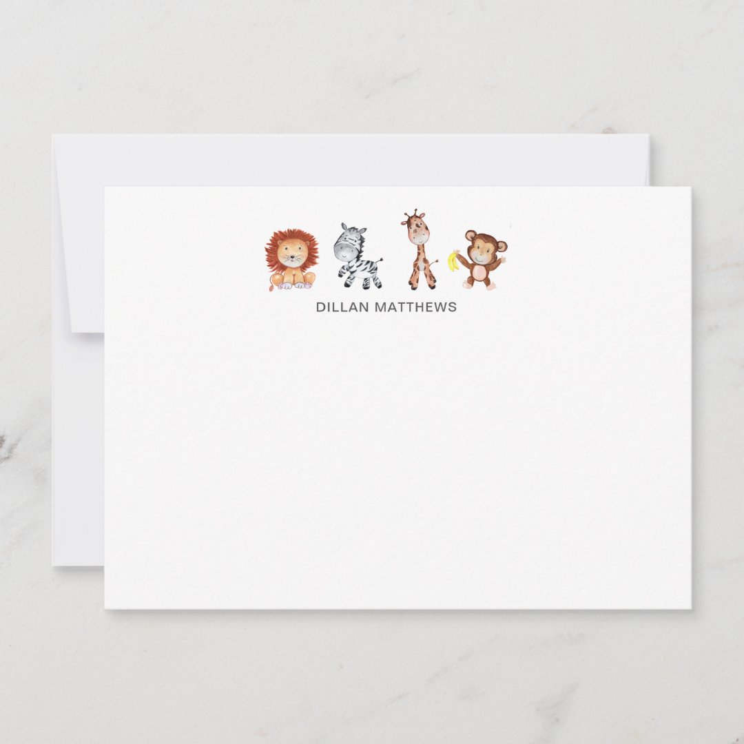 Jungle Animals Kids note cards | Zazzle