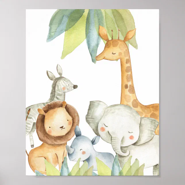 Jungle Animals Safari Kids Cute Poster | Zazzle