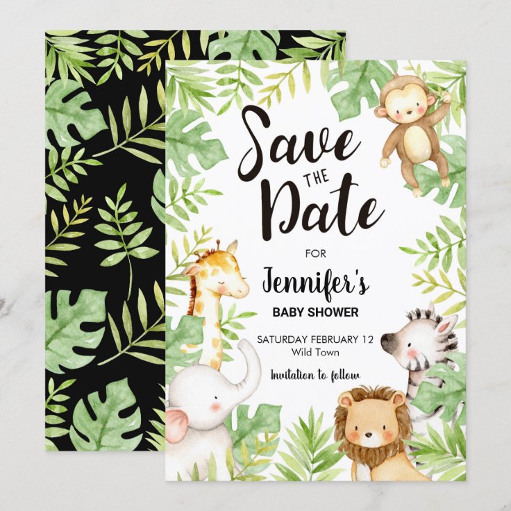 Jungle Animals Save the Date Invitation | Zazzle