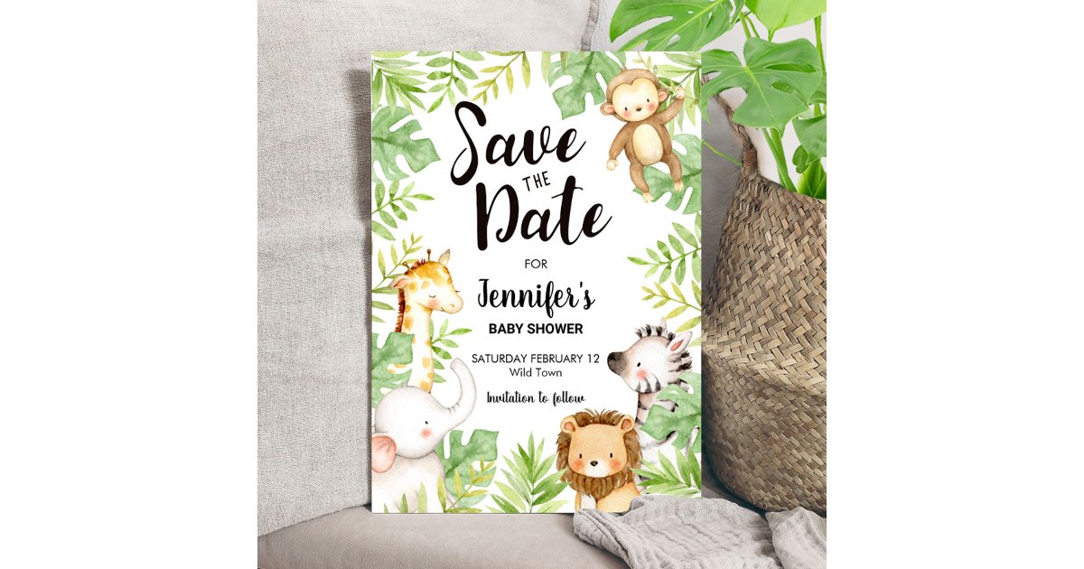Jungle Animals Save the Date Invitation | Zazzle