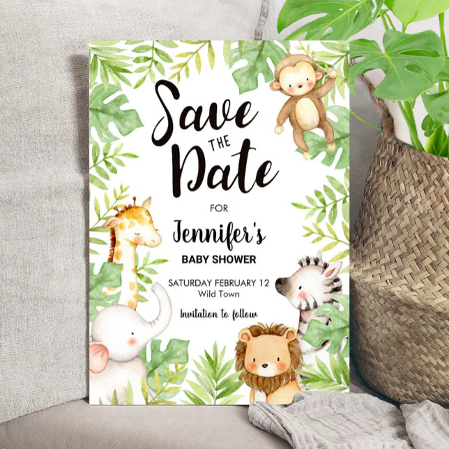 Jungle Animals Save the Date Invitation | Zazzle