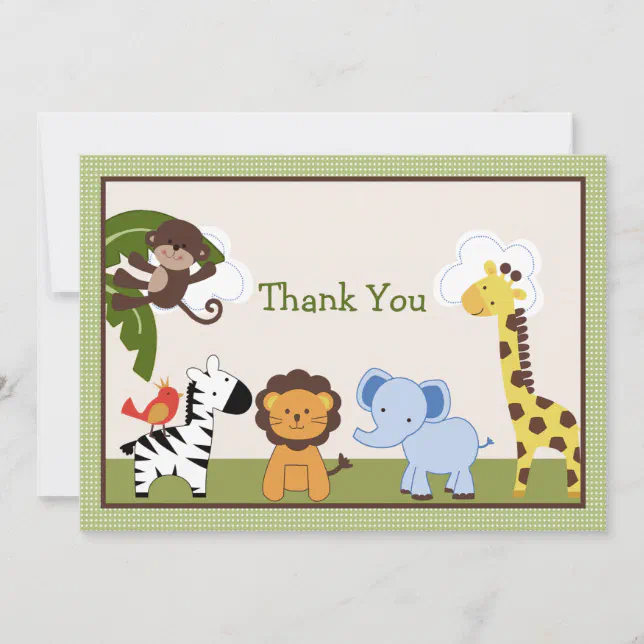 Jungle Animals Thank You Card | Zazzle