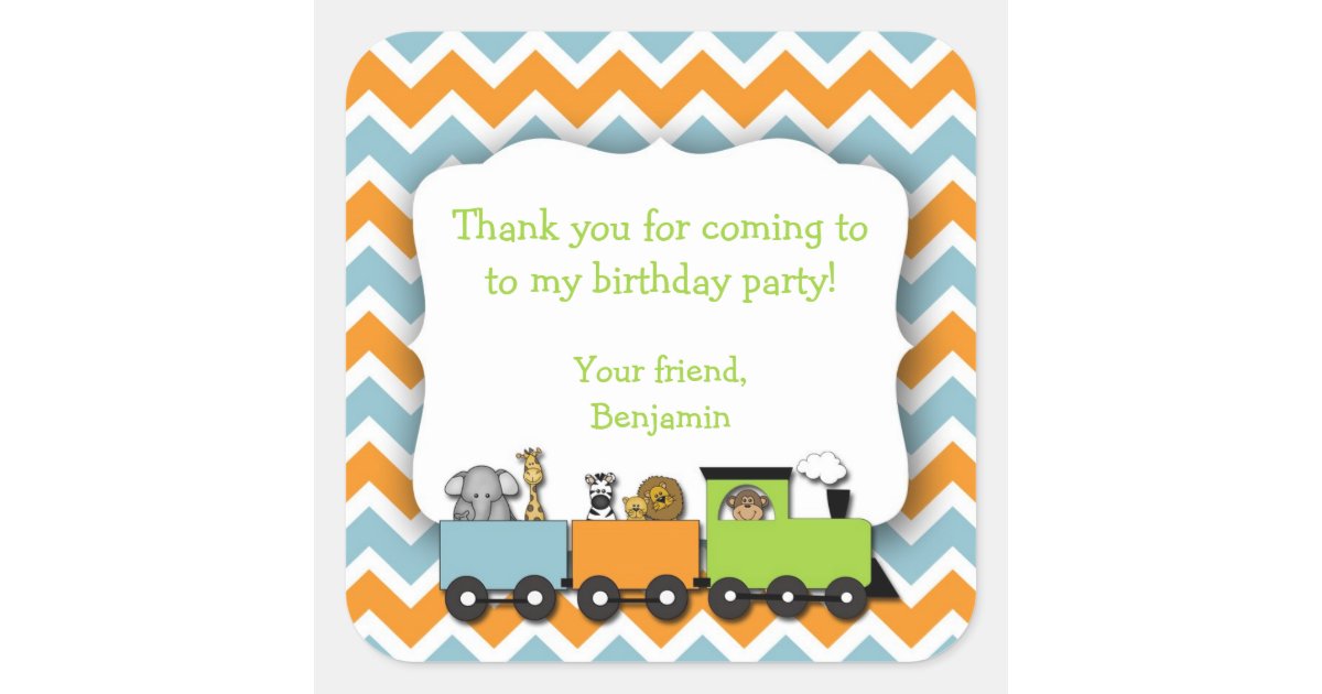 Jungle Animals Train Birthday Party Favor Sticker | Zazzle