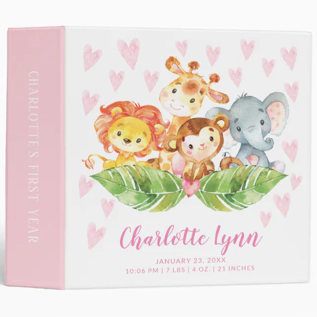 Jungle Baby Animals First Year Photo Album 3 Ring Binder | Zazzle