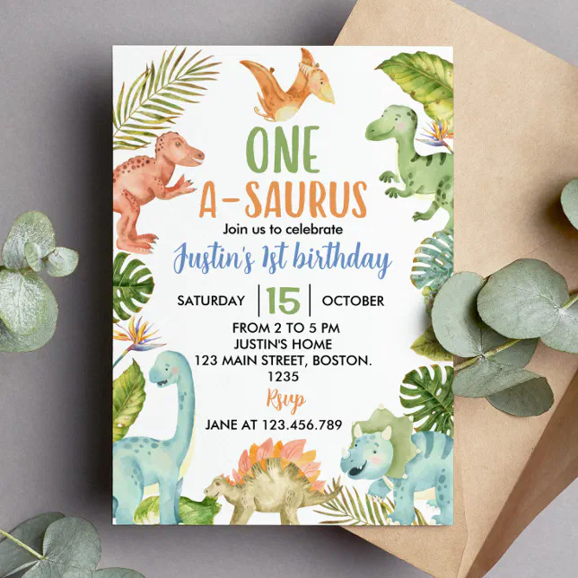 Jungle Dinosaurs Birthday Party Invitation | Zazzle