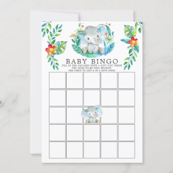 Jungle Elephant BINGO Baby Shower Game Invitation | Zazzle