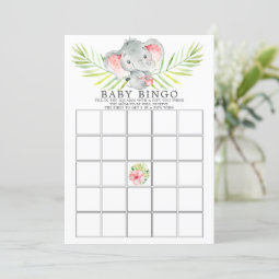 Jungle Elephant BINGO Baby Shower Game Invitation | Zazzle