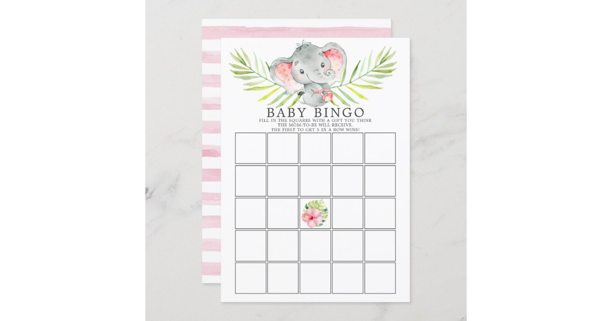 Jungle Elephant BINGO Baby Shower Game Invitation | Zazzle