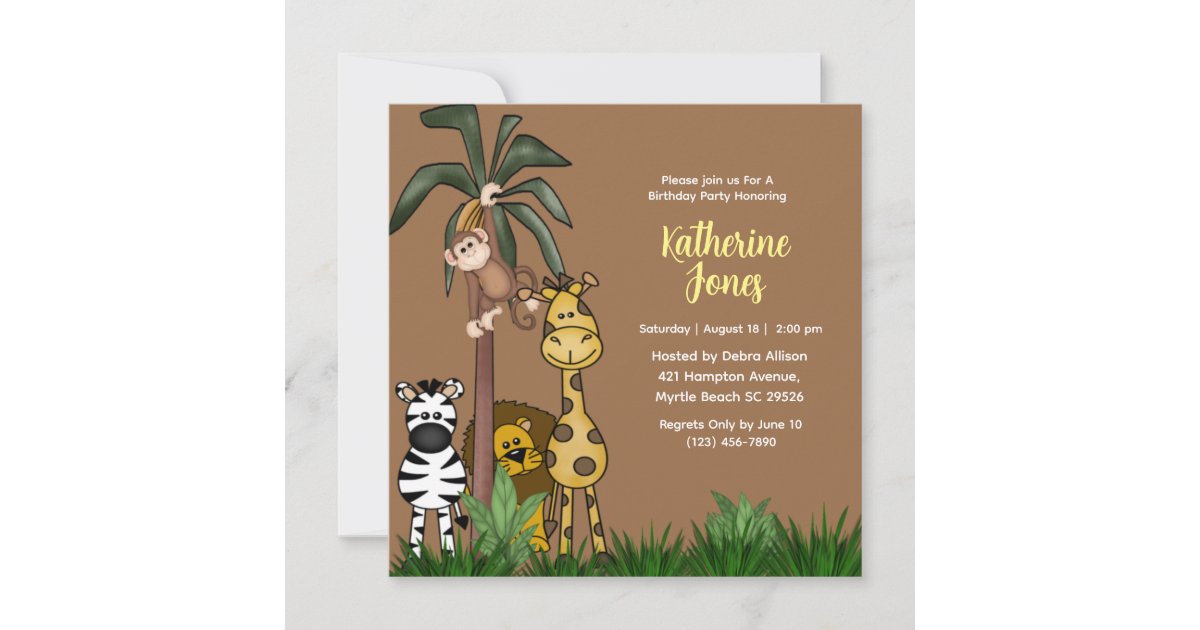 Jungle Friends Birthday Party Invitation | Zazzle
