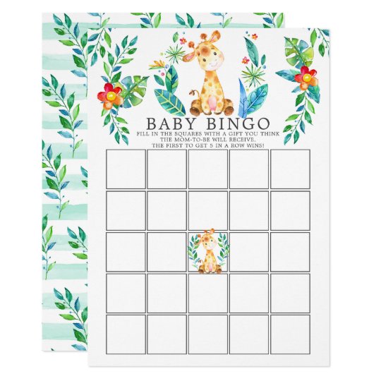 Jungle Giraffe BINGO Baby Shower Game Invitation | Zazzle.com