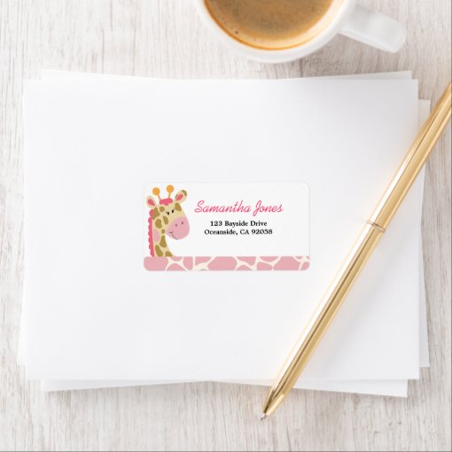 JUNGLE GIRAFFE PRINT (PINK) MAILING LABEL | Zazzle