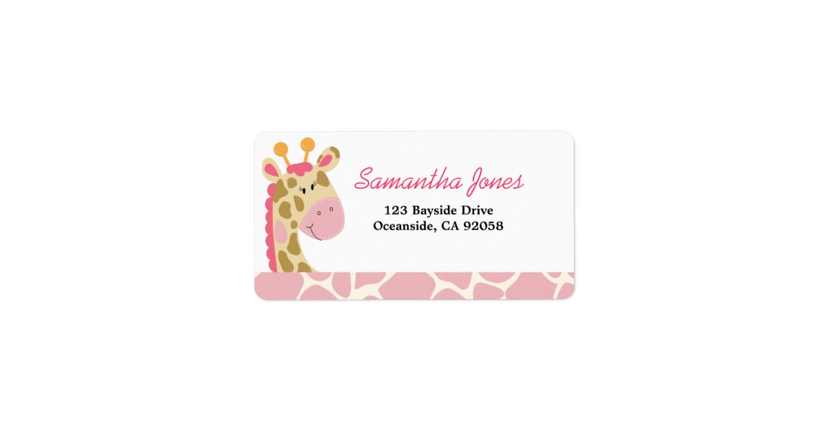 JUNGLE GIRAFFE PRINT (PINK) MAILING LABEL | Zazzle