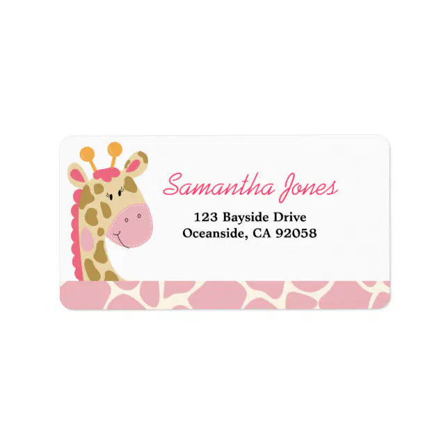 JUNGLE GIRAFFE PRINT (PINK) MAILING LABEL | Zazzle