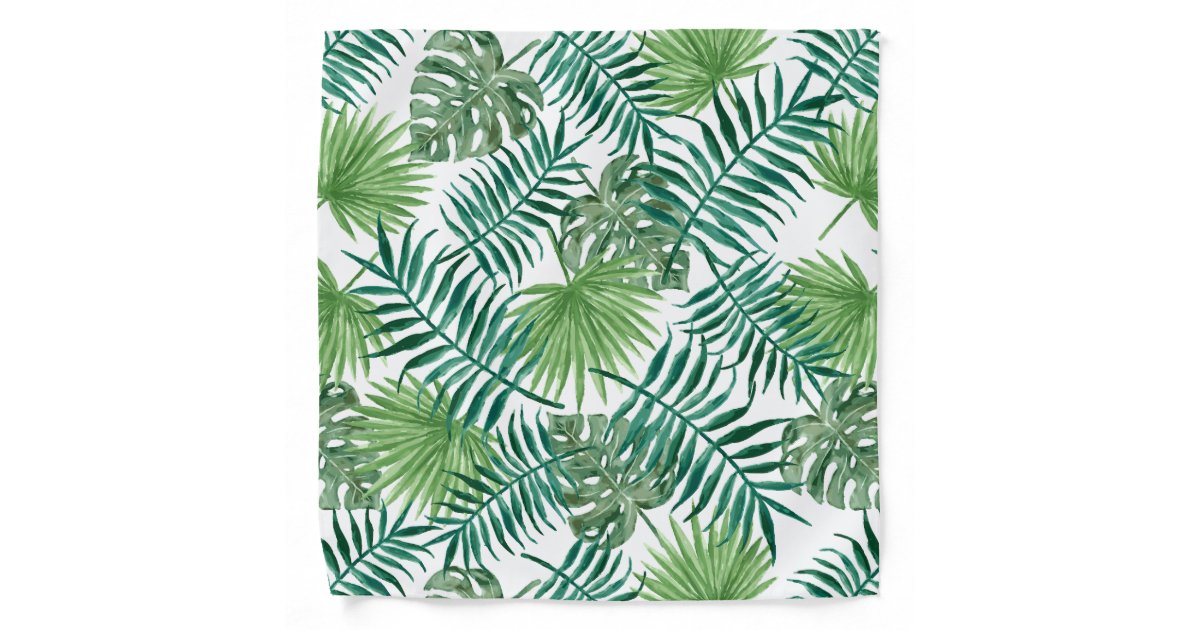 Jungle Green Tropical Palm Tree Pattern Bandana | Zazzle