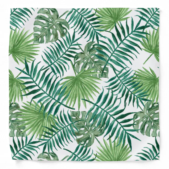 Jungle Green Tropical Palm Tree Pattern Bandana | Zazzle