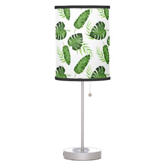 Jungle Leaves Tropical Greenery Botanical Modern Table Lamp | Zazzle