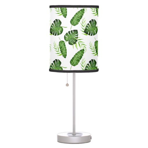Jungle Leaves Tropical Greenery Botanical Modern Table Lamp | Zazzle