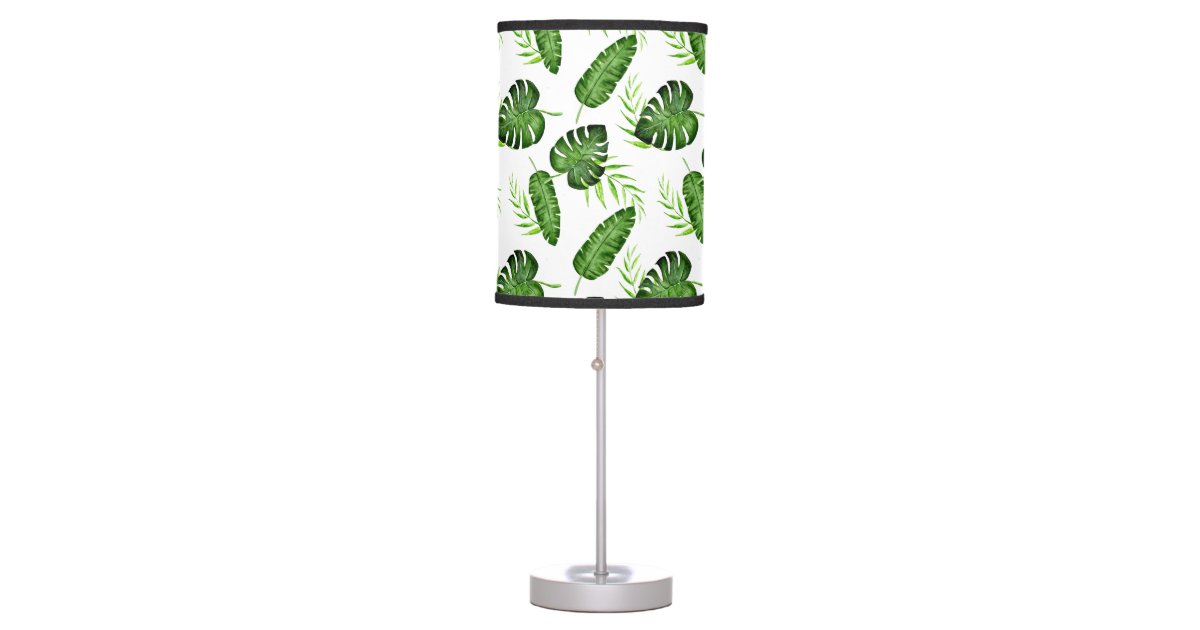 Jungle Leaves Tropical Greenery Botanical Modern Table Lamp | Zazzle