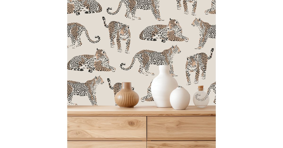 Jungle Leopard Wild Animal Pattern Wallpaper | Zazzle