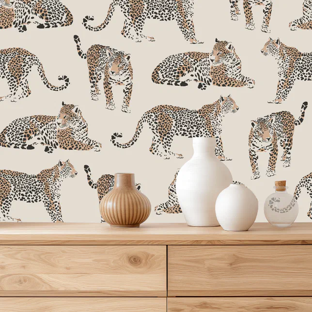 Jungle Leopard Wild Animal Pattern Wallpaper | Zazzle
