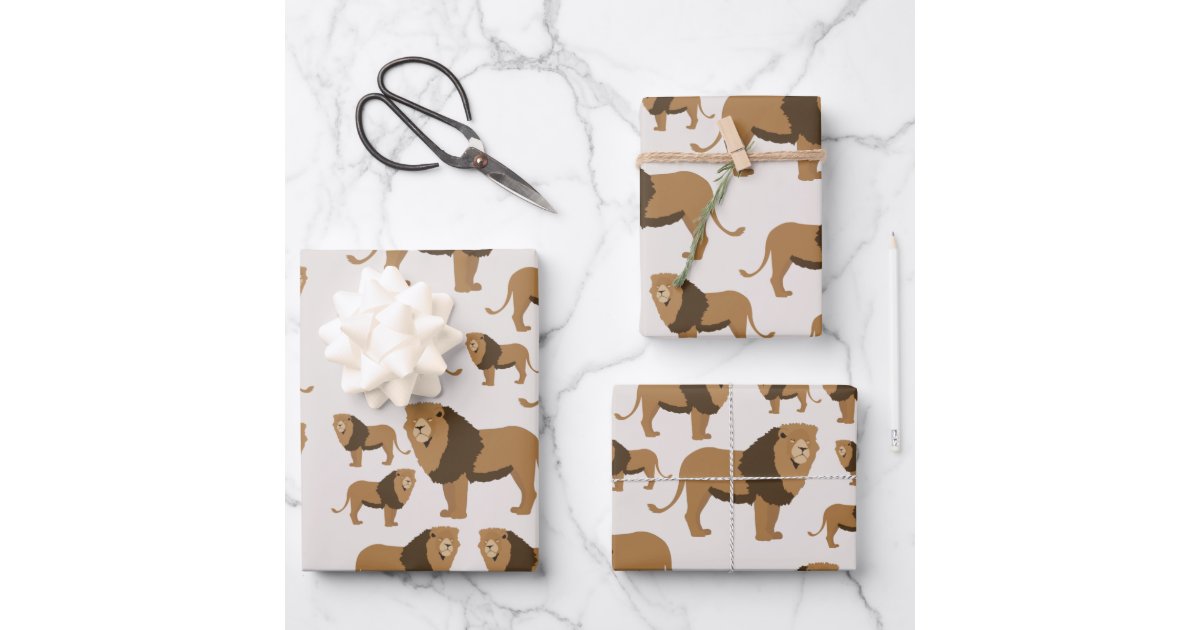 Jungle Lion Animal Pattern Wrapping Paper Sheets | Zazzle
