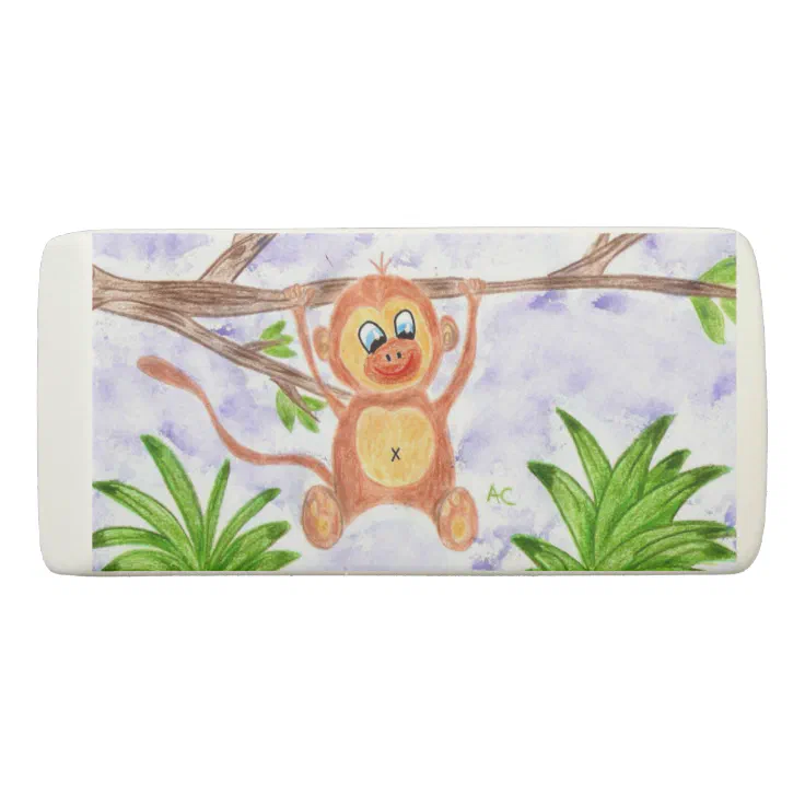 Jungle monkey fun kid eraser | Zazzle