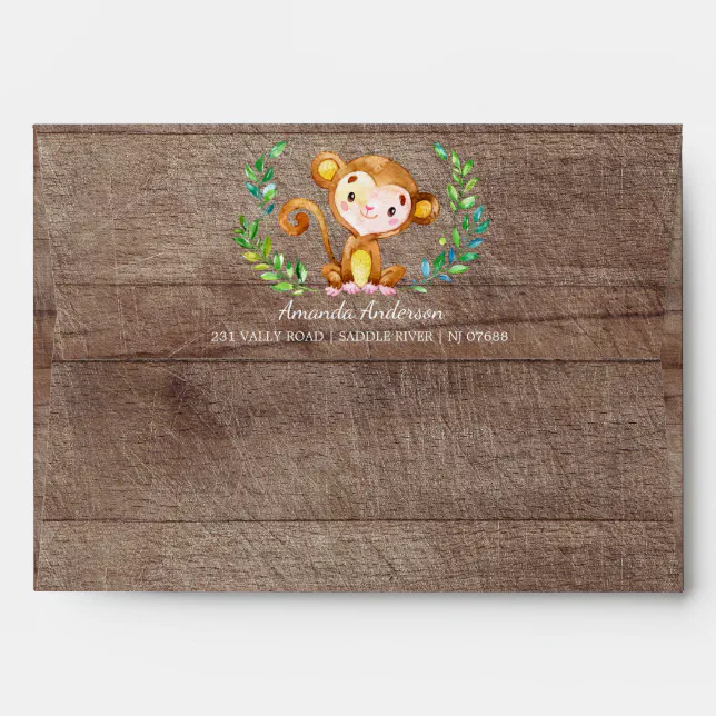 Jungle Monkey Wood Neutral Invitation Envelope | Zazzle