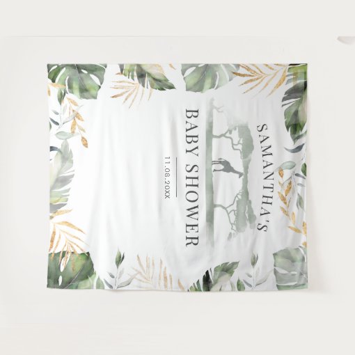 Jungle Palm Leaves Giraffe Baby Shower Backdrop | Zazzle Jungle Palm Leaves Giraffe Baby Shower Backdrop | Zazzle