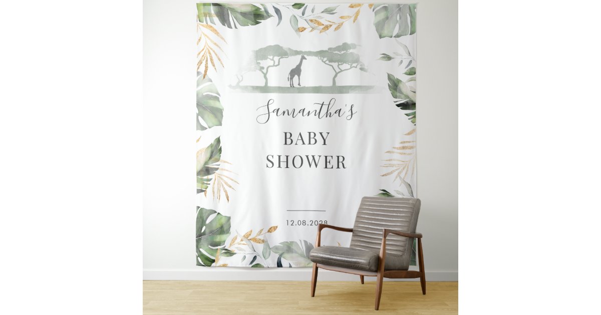 Jungle Palm Leaves Giraffe Baby Shower Backdrop | Zazzle Jungle Palm Leaves Giraffe Baby Shower Backdrop | Zazzle