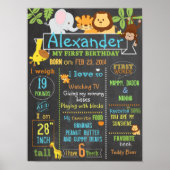 Jungle Party first birthday sign poster 3 | Zazzle