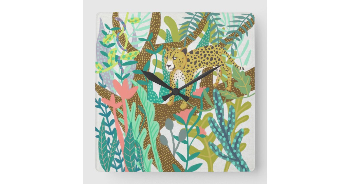 Jungle Roar - Cheetah Square Wall Clock | Zazzle