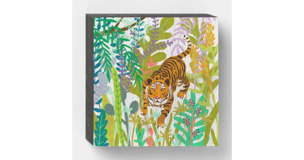 Jungle Roar - Tiger Wooden Box Sign | Zazzle