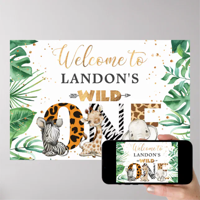Jungle Safari 1st Birthday Party Welcome Poster | Zazzle