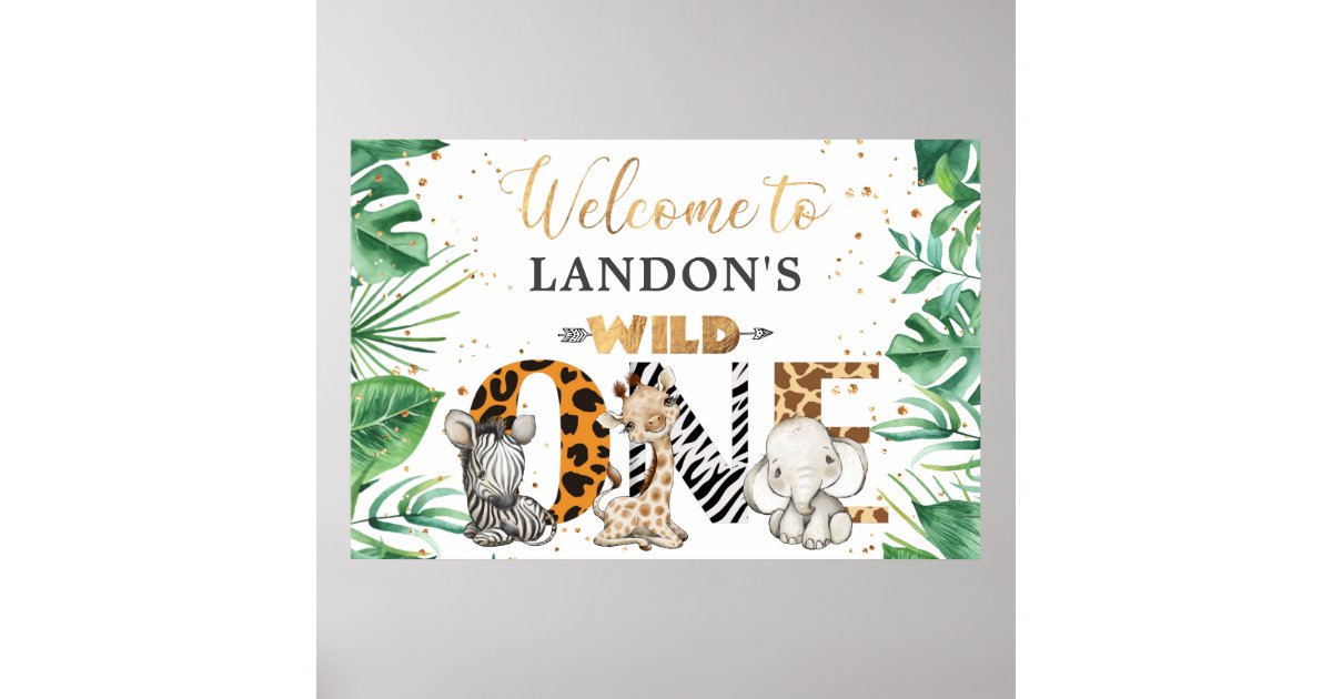 Jungle Safari 1st Birthday Party Welcome Poster | Zazzle