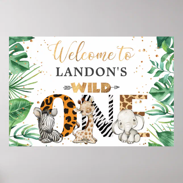 Jungle Safari 1st Birthday Party Welcome Poster | Zazzle