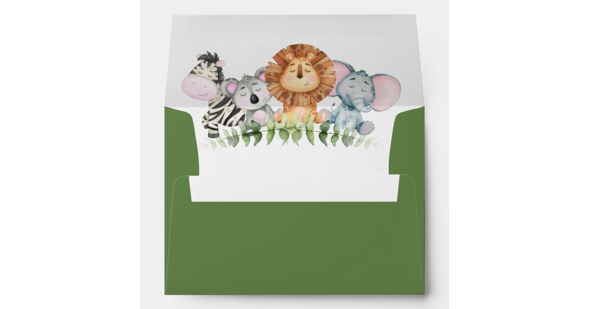 Jungle safari animals baby shower envelope | Zazzle